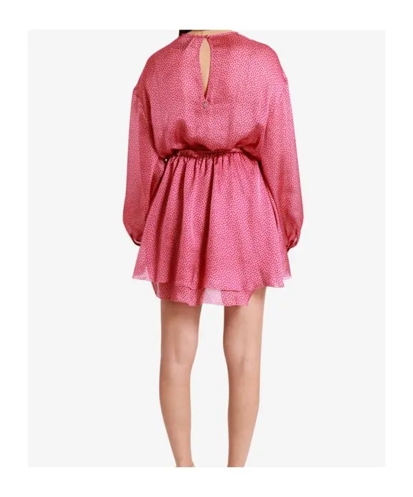ANIYE BY Polka-dot Long Sleeve Belted Dress - Pink