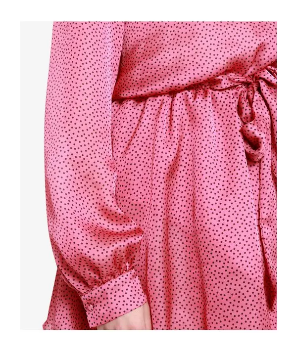 ANIYE BY Polka-dot Long Sleeve Belted Dress - Pink