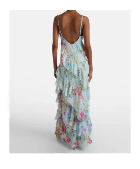 Camilla Floral Ruffled Silk Maxi Dress