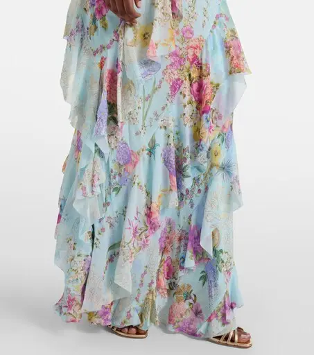 Camilla Floral Ruffled Silk Maxi Dress