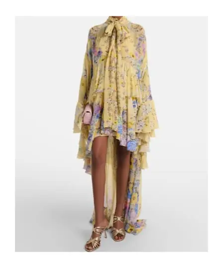 Camilla Embellished Asymmetric Silk Georgette Maxi Dress