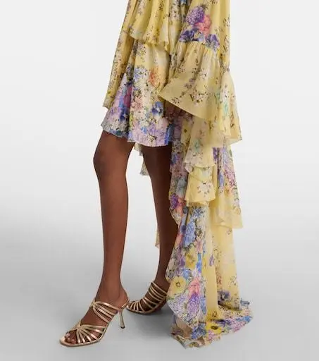 Camilla Embellished Asymmetric Silk Georgette Maxi Dress