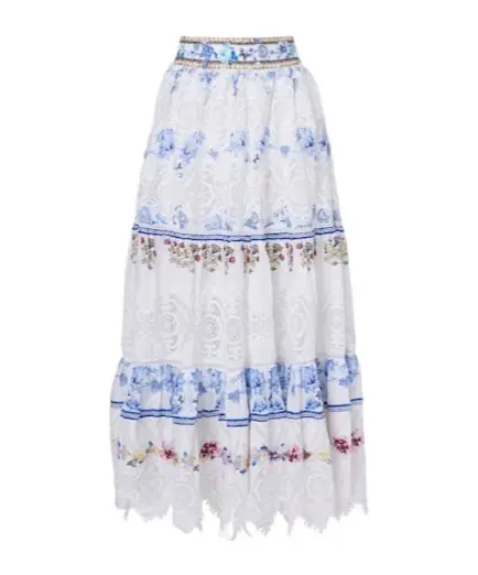Camilla All About That Lace Linen Midi Skirt - White