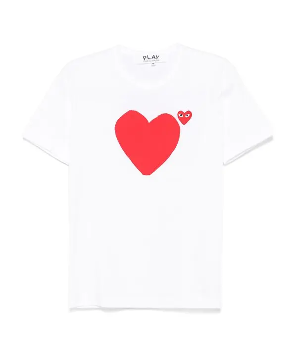 Play Comme Des Garcon Comme Des Garons Play Heart Printed Crewneck T-shirt - White