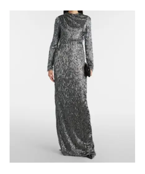 Erdem Sequined Draped Maxi Dress