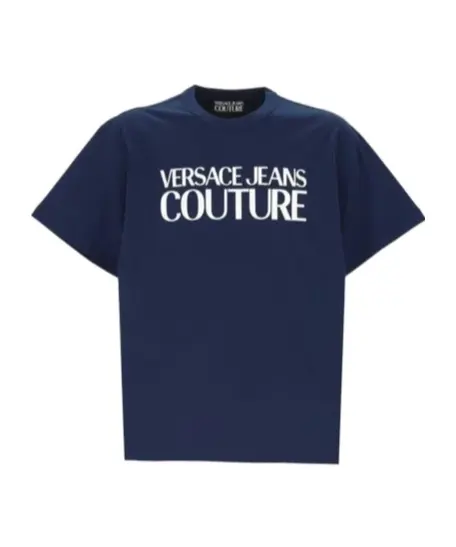 Versace Logo Printed Crewneck T-shirt - Blue