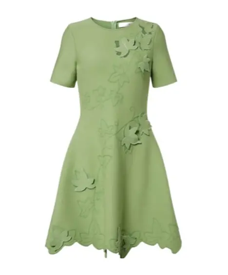 Oscar De La Renta Ivy Cutout Embroidered Flared Minidress - Green