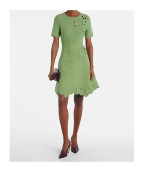 Oscar De La Renta Ivy Cutout Embroidered Flared Minidress