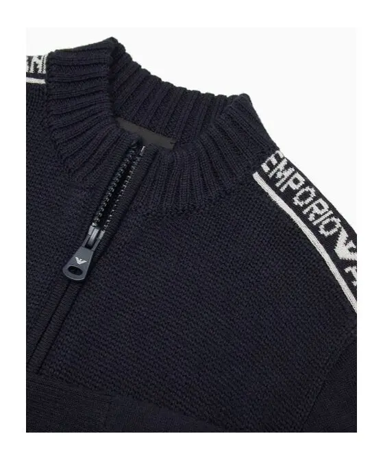 Emporio Armani Logo-intarsia Zip-up Sweater