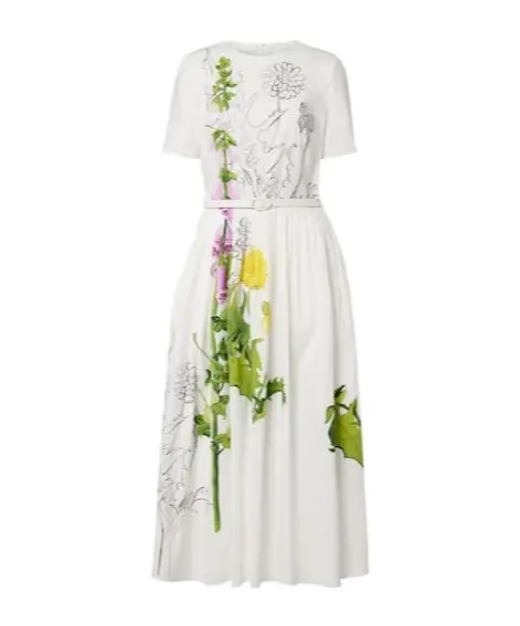 Oscar De La Renta Foxglove Cotton-blend Poplin Midi Dress - White