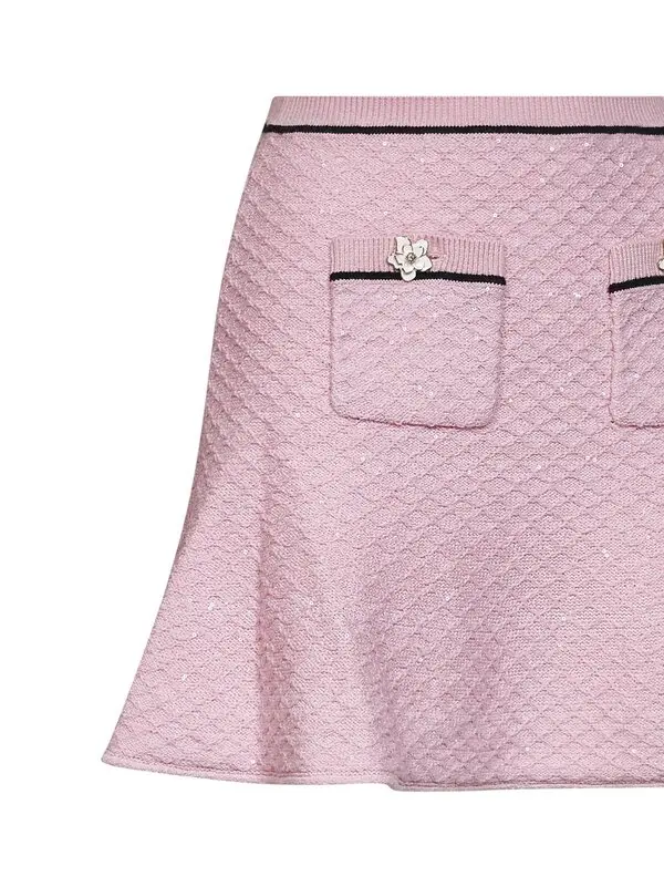 SELF-PORTRAIT Flower Knit Mini Skirt