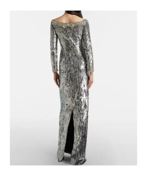 Jenny Packham Marine Sequined Off-shoulder Gown