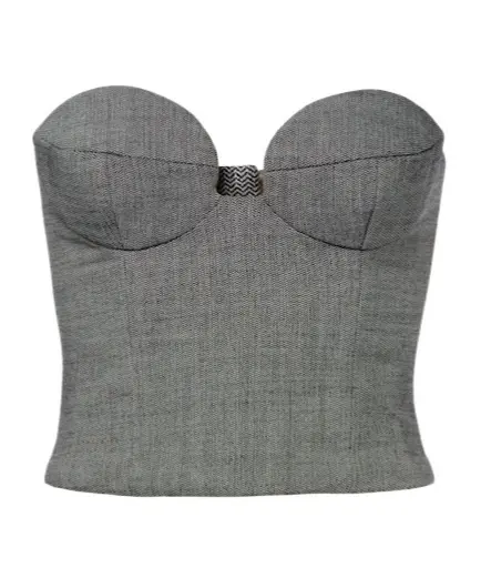 Magda Butrym Herringbone Wool-blend Bustier Top