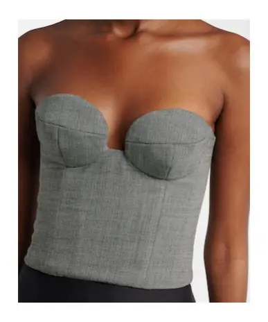 Magda Butrym Herringbone Wool-blend Bustier Top