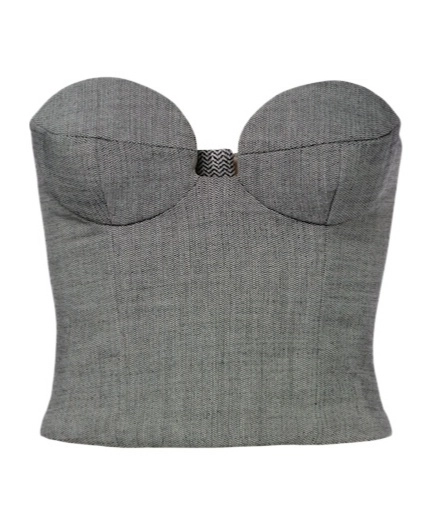 Magda Butrym Herringbone Wool-blend Bustier Top - Gray