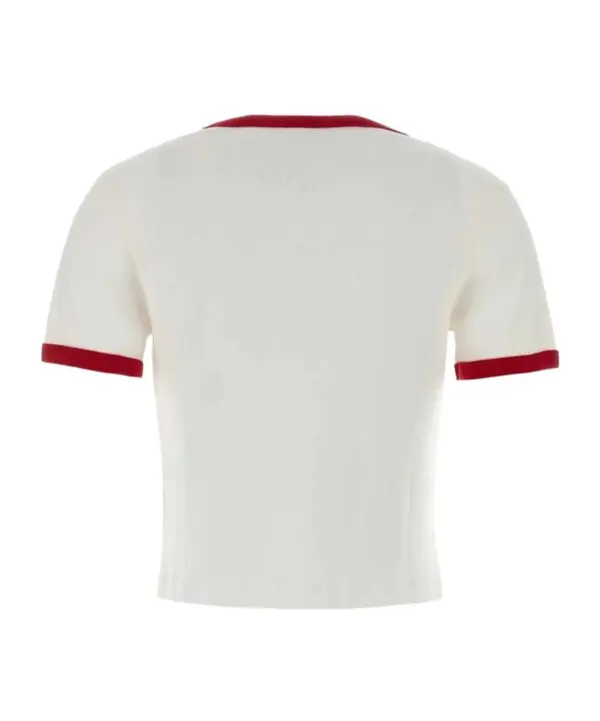 SPORTY  RICH Sporty & Rich Short Sleeve T-shirt With Contrasting Collar And Graphic Print