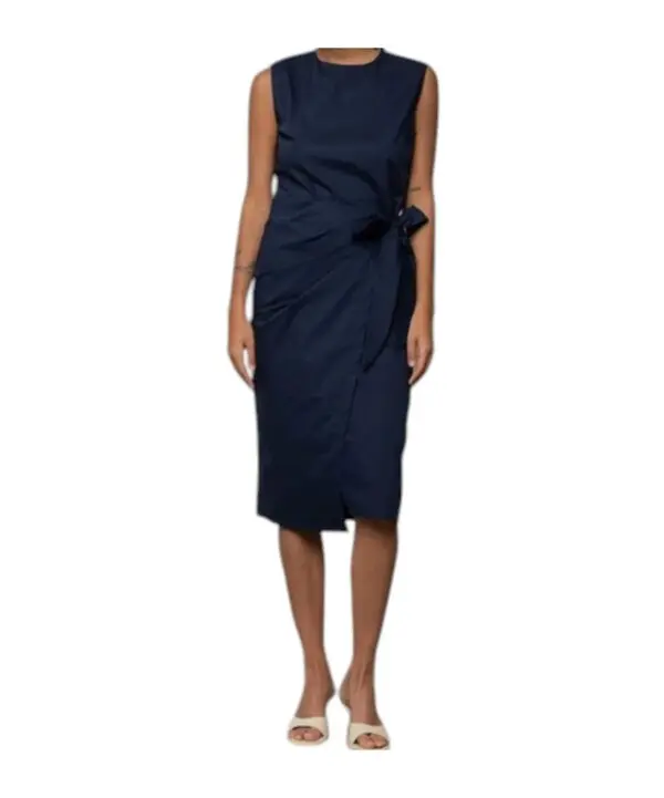 KAOS Knotted Wrap-style Midi Dress - Black