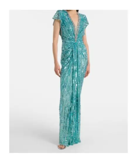 Jenny Packham Lacie Gathered Embellished Gown