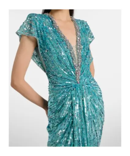 Jenny Packham Lacie Gathered Embellished Gown