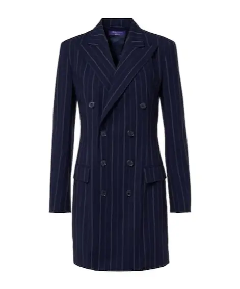 Ralph Lauren Striped Double-breasted Wool Blazer Dress - Black