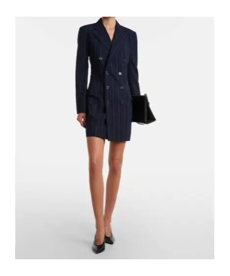 Ralph Lauren Striped Double-breasted Wool Blazer Dress