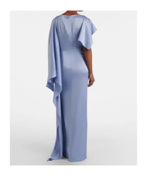 Erdem Embellished Caped Satin Cady Gown