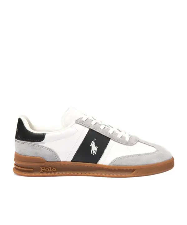 Polo Ralph Lauren Heritage Aera Lace-up Sneakers - White/black/soft Grey