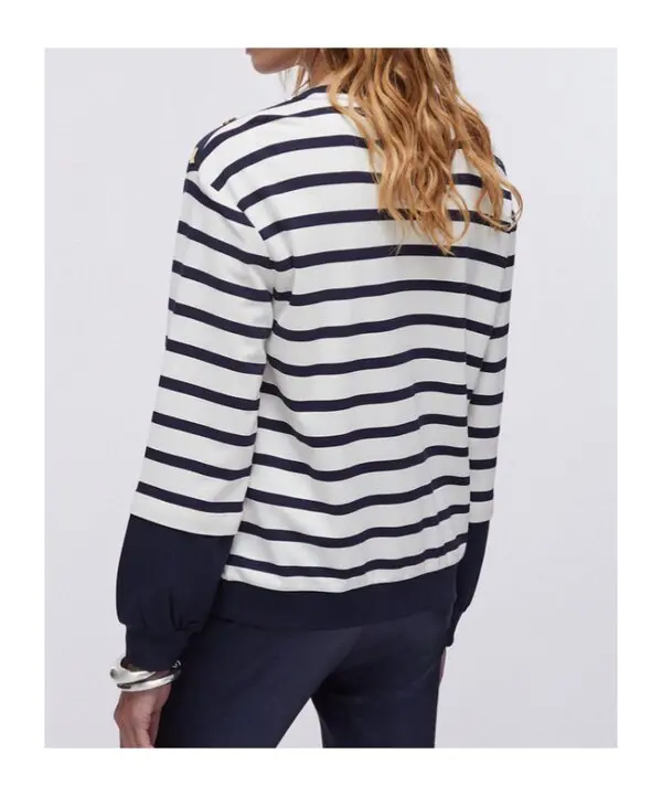 Liu Jo Striped Sweatshirt With Logo Buttons