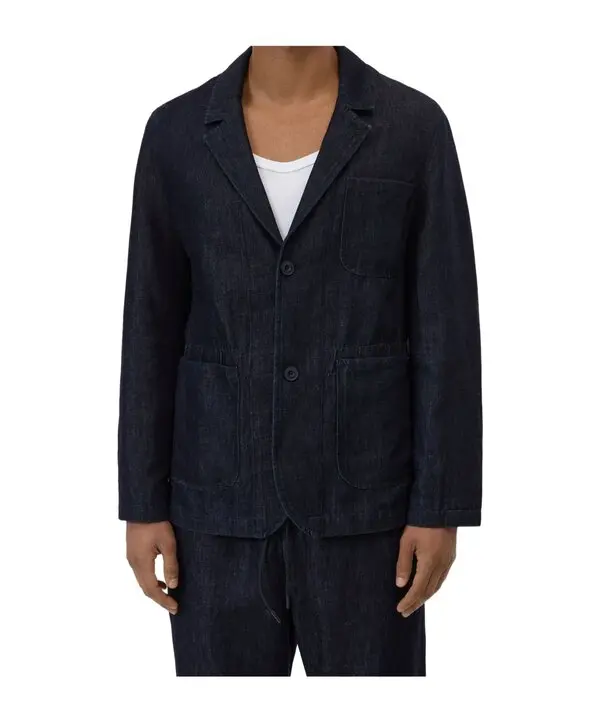 Closed Notch-lapel Patch-pocket Denim Jacket