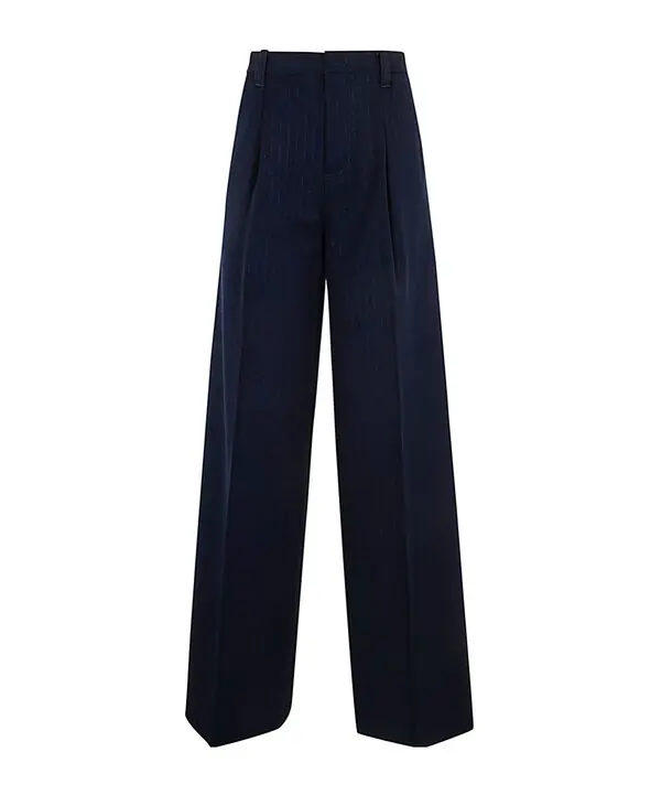 TWINSET Wide Leg Pinstripe Trousers - Indigo