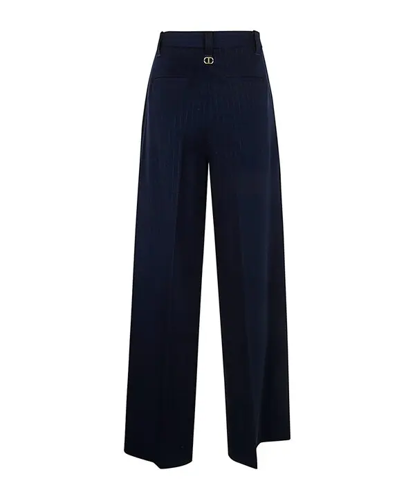 TWINSET Wide Leg Pinstripe Trousers