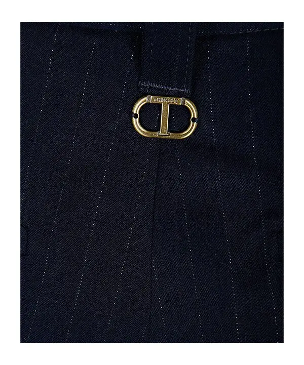TWINSET Wide Leg Pinstripe Trousers