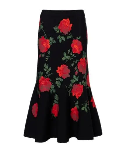 Carolina Herrera Floral Jacquard Midi Skirt - Black