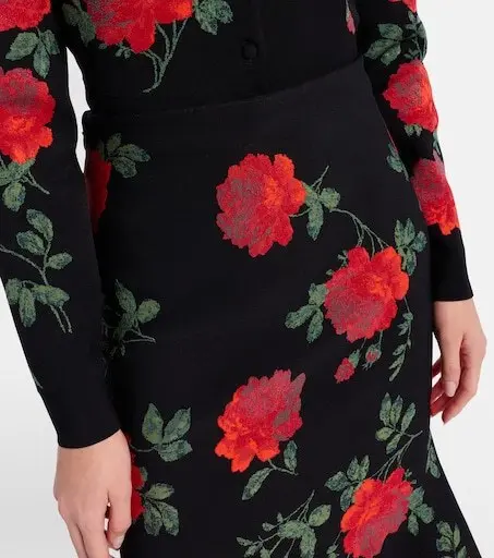 Carolina Herrera Floral Jacquard Midi Skirt