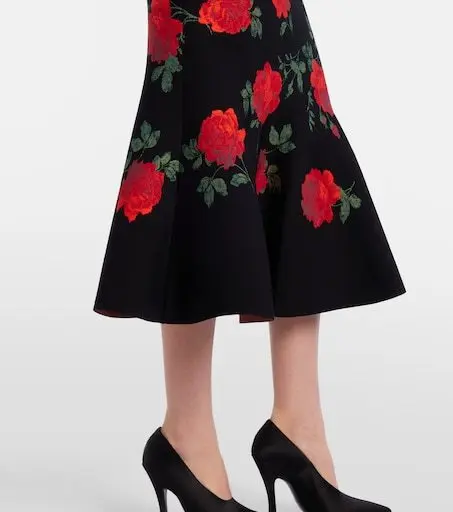 Carolina Herrera Floral Jacquard Midi Skirt