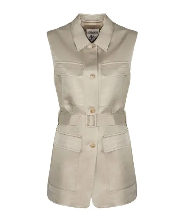SEMICOUTURE Belted Sleeveless Jacket