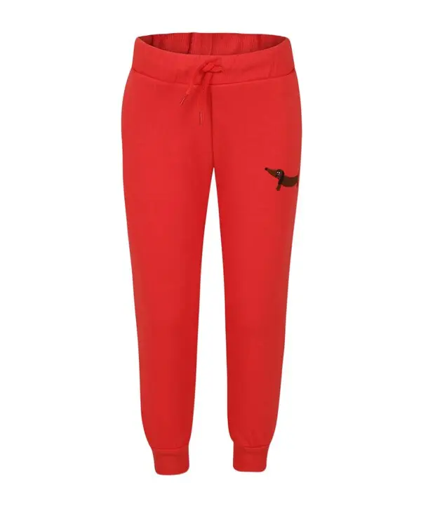 MINI RODINI Embroidered Dachshund Sweatpants - Red