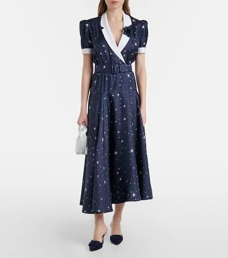 RODARTE Printed Silk Twill Midi Dress