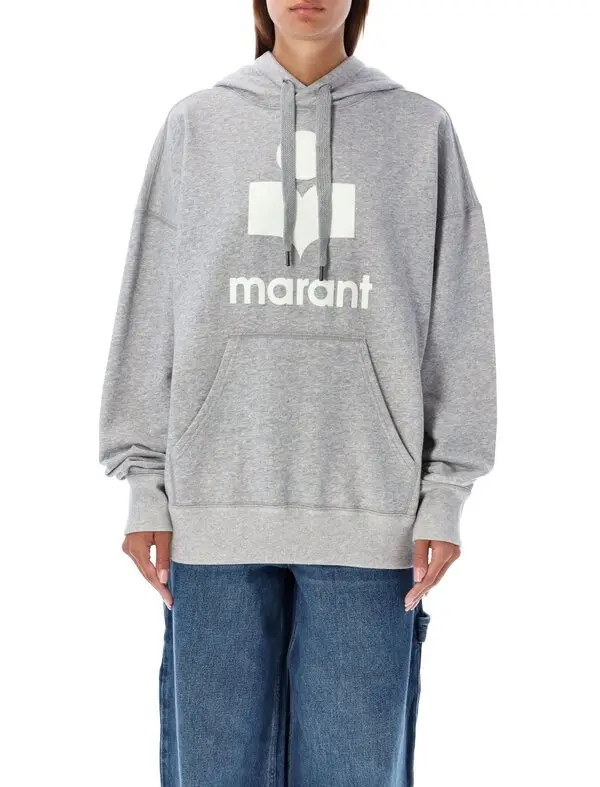 Isabel Marant Étoile Mansel Logo Printed Drawstring Hoodie - Grey/white