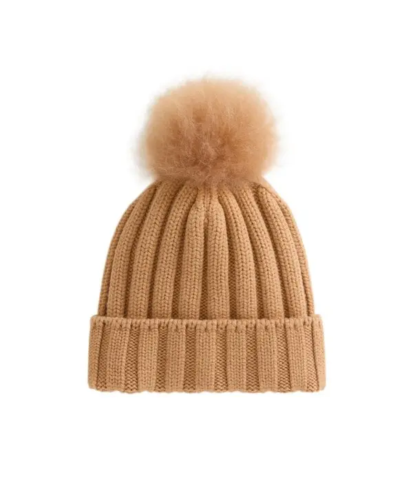 Woolrich Logo Patch Pompom Detailed Beanie