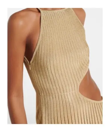 Roberto Cavalli Openwork Ribbed Knit Tulle Dress