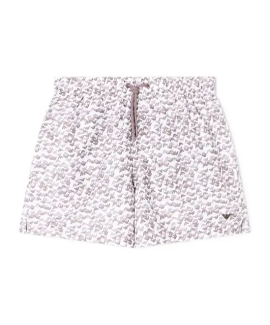 Emporio Armani Swim Shorts With All-over Logo - White
