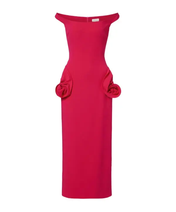 Magda Butrym Off-shoulder Cocktail Dress With Floral Appliqués - Pink