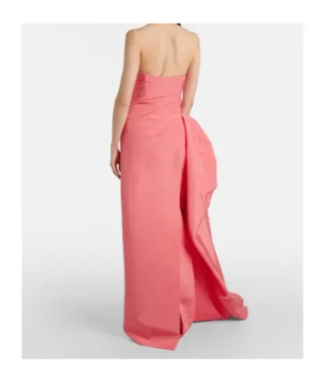 Monique Lhuillier Draped Asymmetric Silk Bustier Gown
