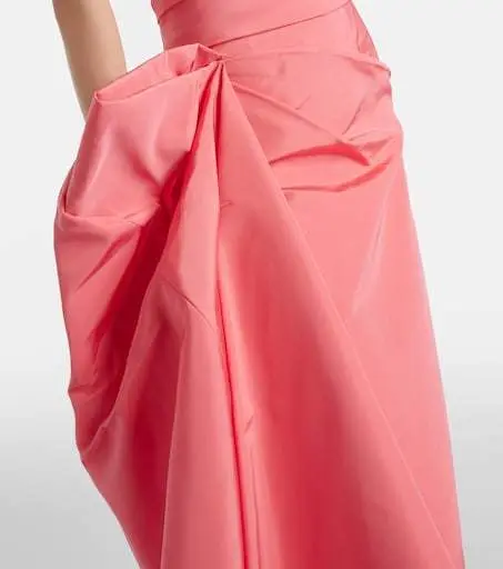 Monique Lhuillier Draped Asymmetric Silk Bustier Gown