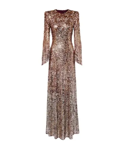 Jenny Packham Phara Embellished Fringed Gown - Brown