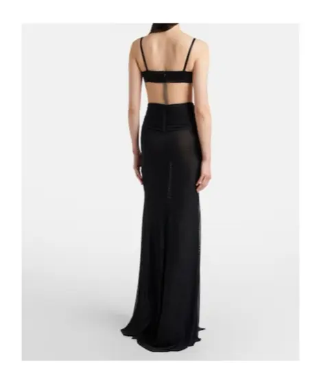 David Koma Floral-appliqué Mesh Gown