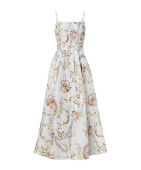 Camilla Printed Linen And Silk Bustier Midi Dress - No