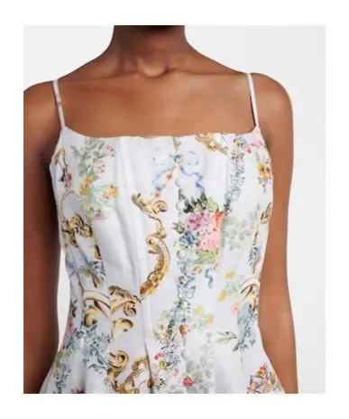 Camilla Printed Linen And Silk Bustier Dress