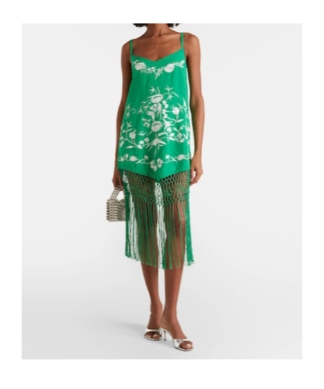 Camilla Embellished Embroidered Fringed Silk Minidress